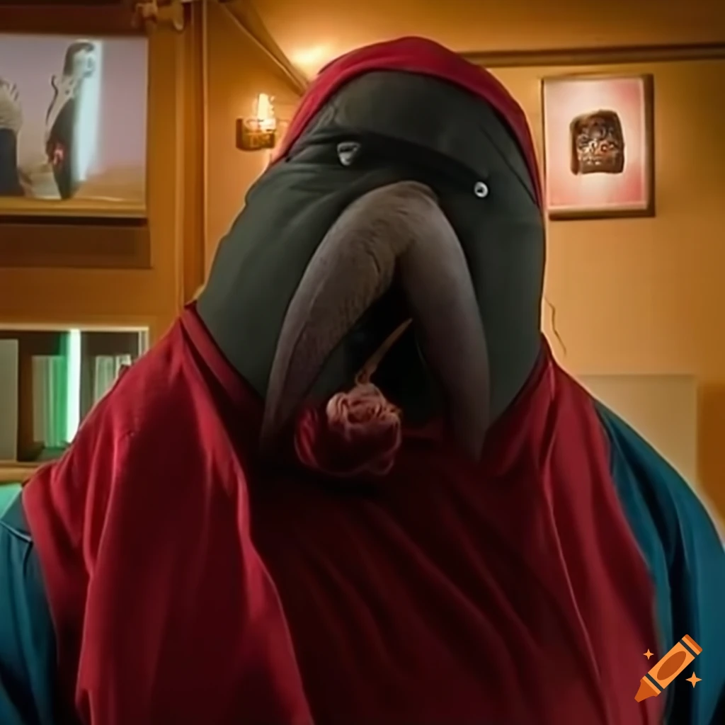 Funny photo of a walrus wearing human clothes and enjoying a kebab and ...