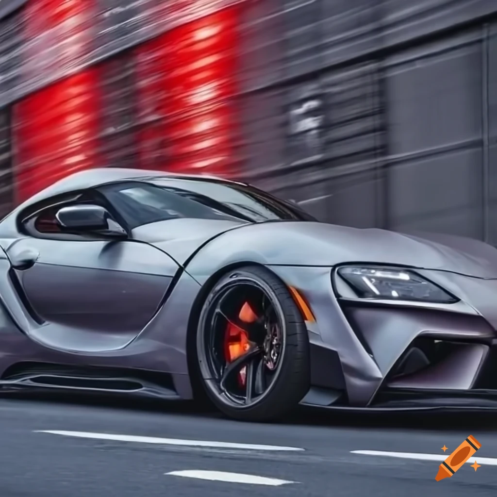 Matte grey a90 supra in melbourne streets on Craiyon