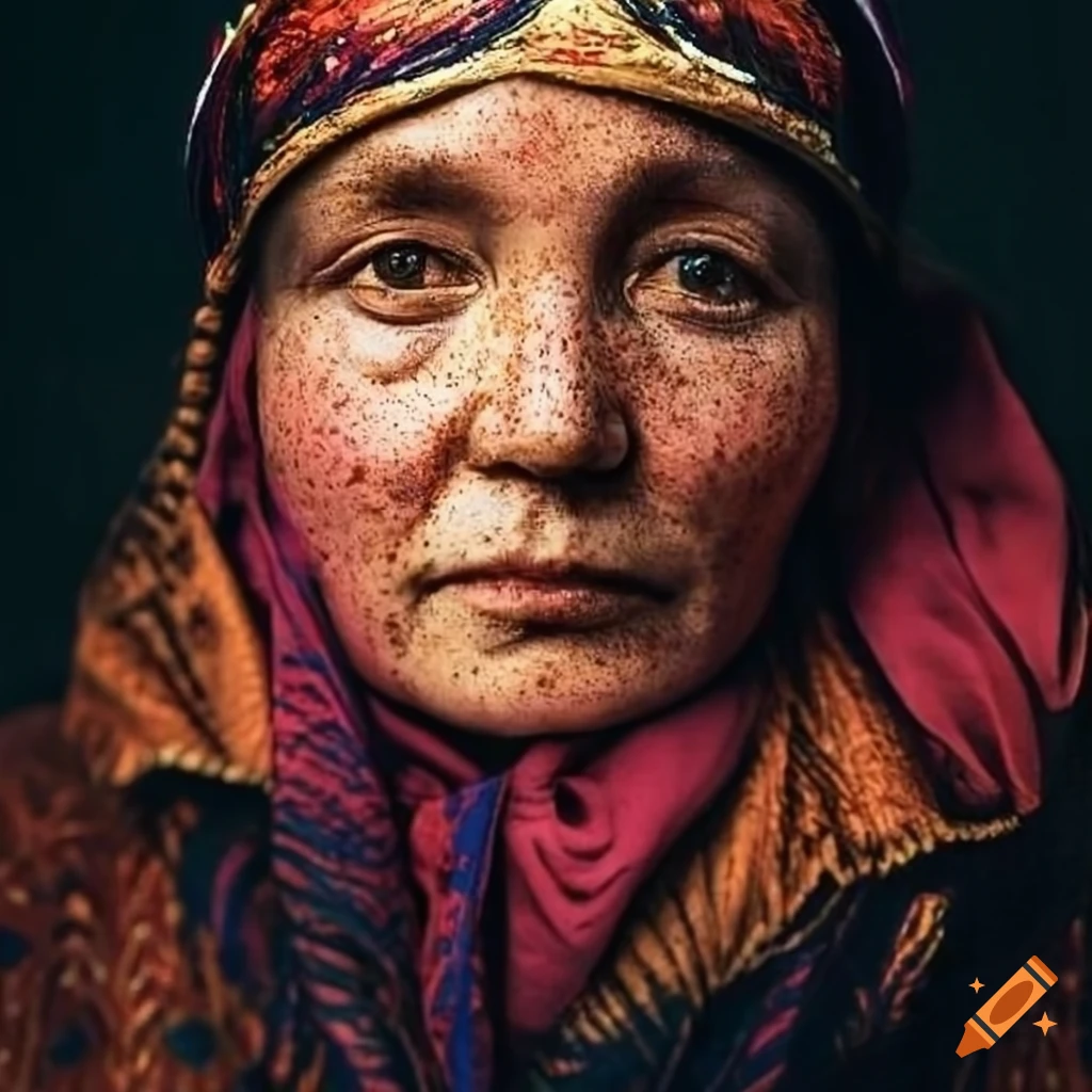 Confident man in traditional evenk (yakut) national costume on Craiyon