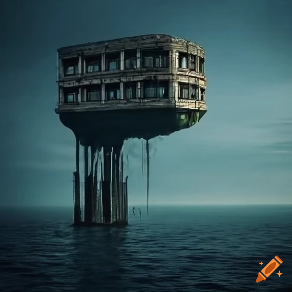 Image of a floating abandoned skyscraper on Craiyon