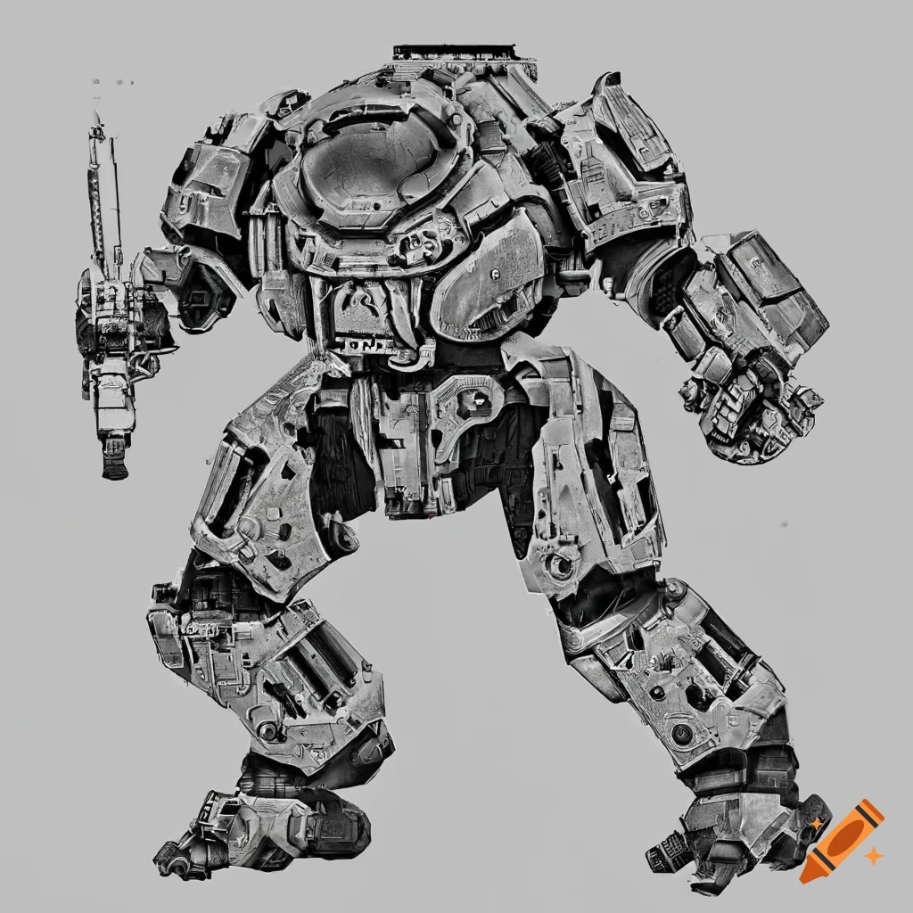 Detailed engineering drawing of a light mech on Craiyon