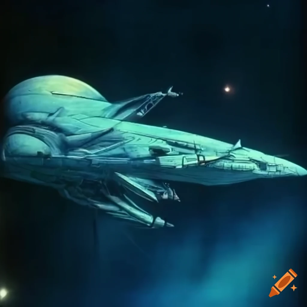Detailed artwork of a futuristic flying dreadnought on Craiyon