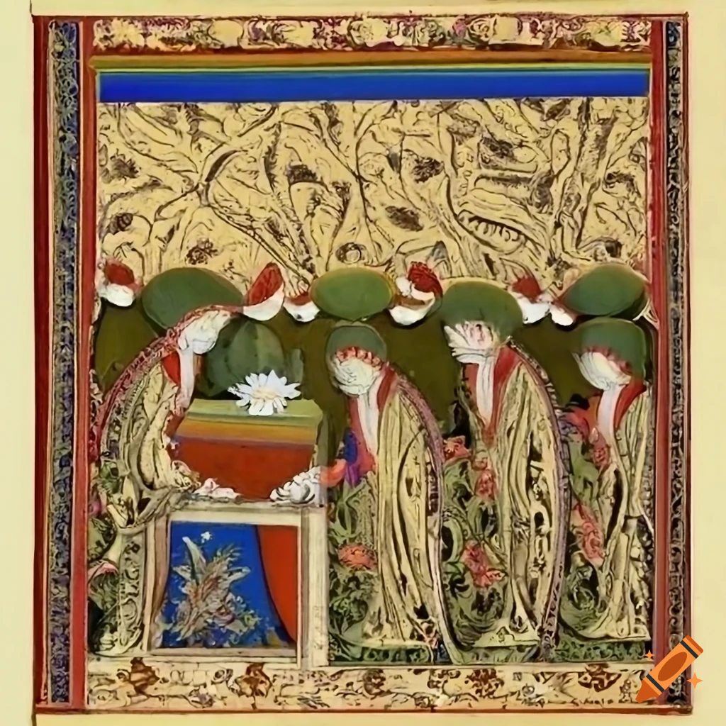 High resolution illuminated manuscript with ornate calligraphy on Craiyon