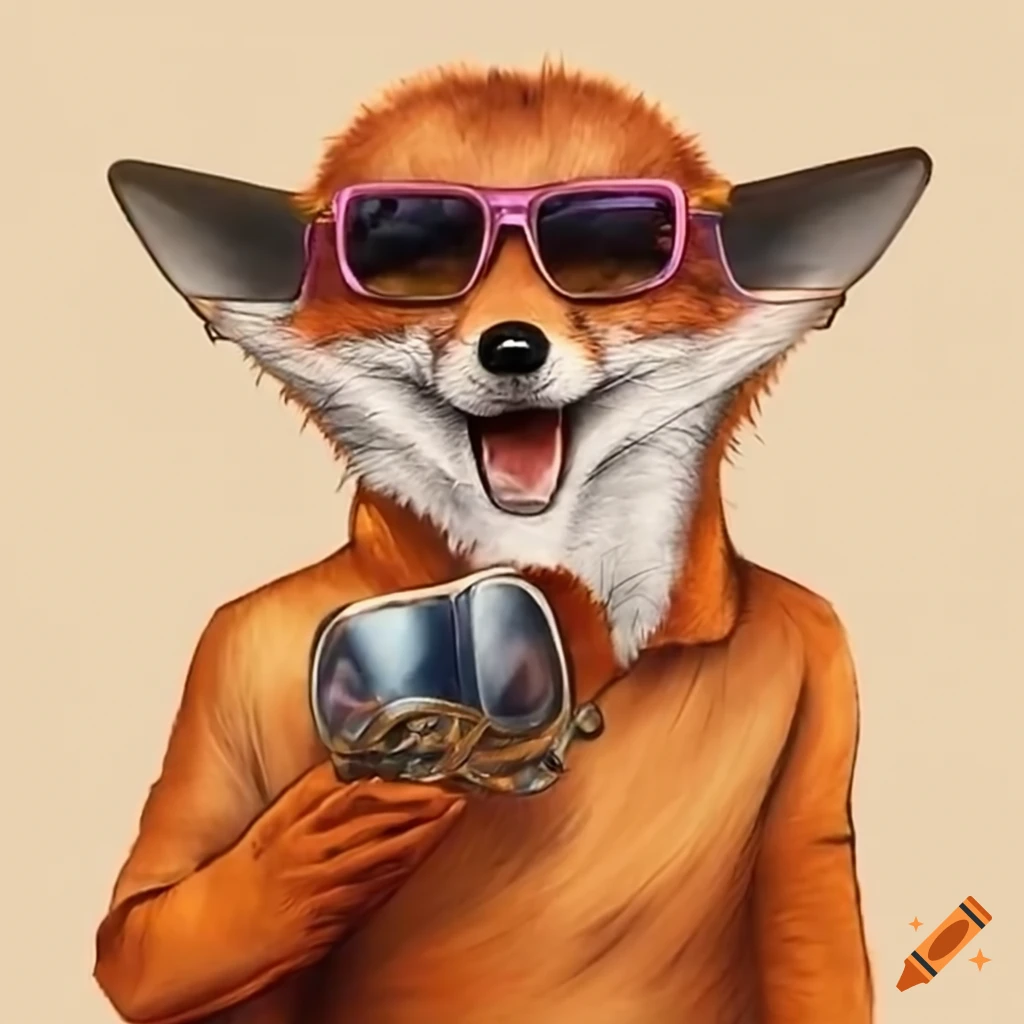 Humorous fox with sunglasses and cigarette on Craiyon