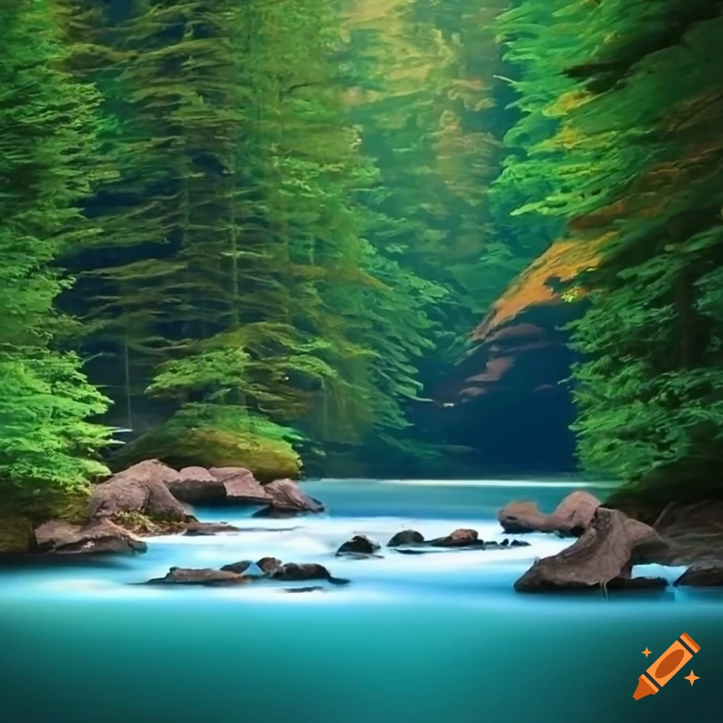 Landscape of a river with a logjam on Craiyon