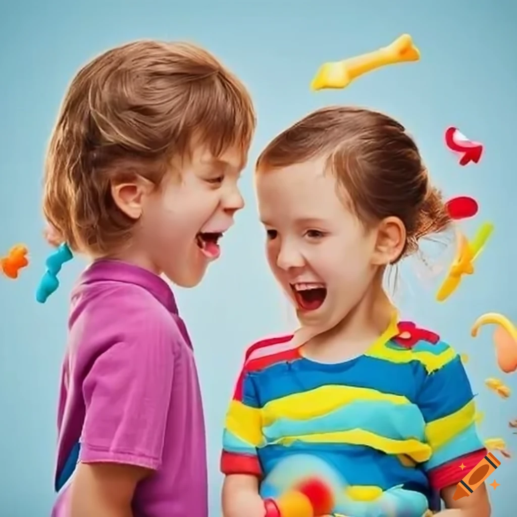 Happy children with toys at school