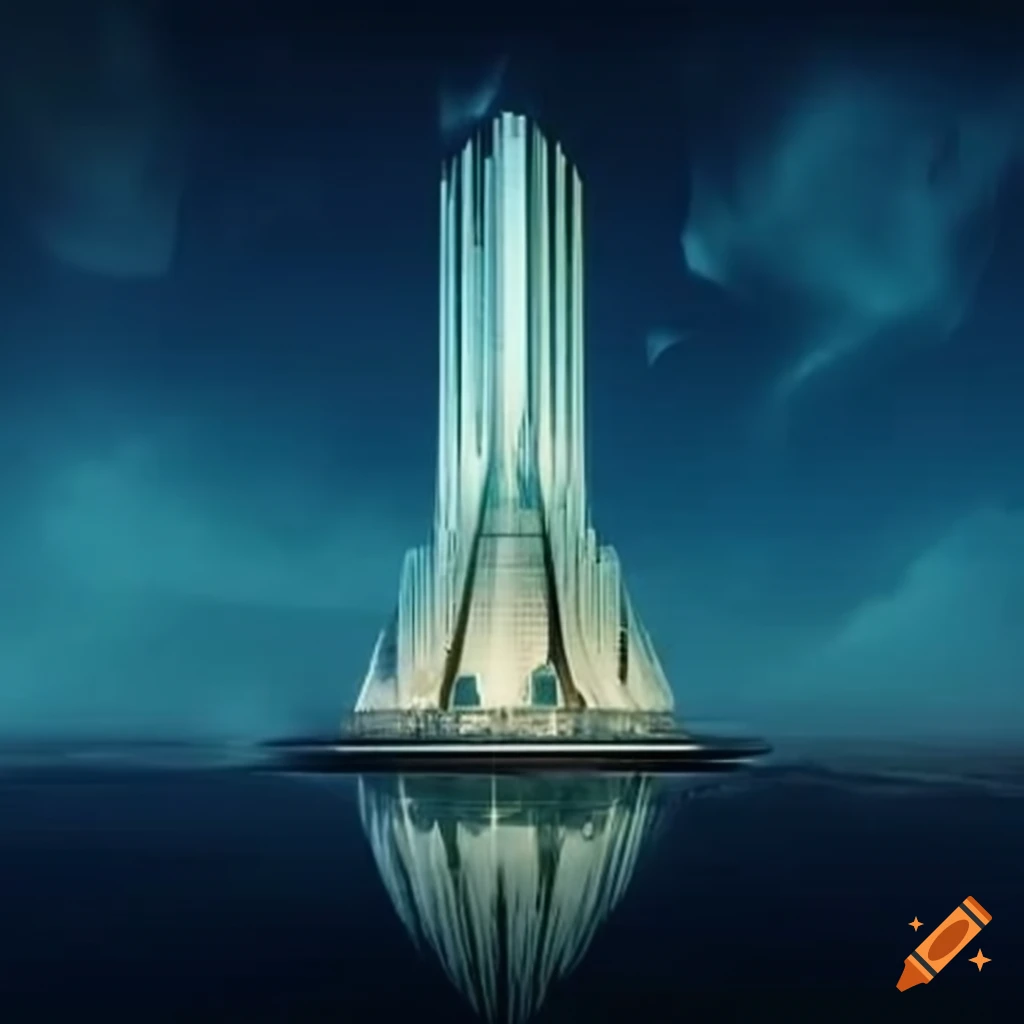 Futuristic art deco inspired building design on Craiyon