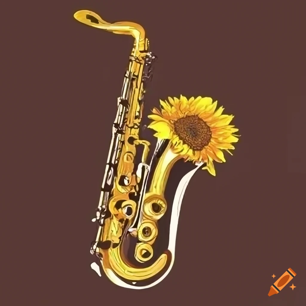 Classical poster of a saxophone concert with sunflowers
