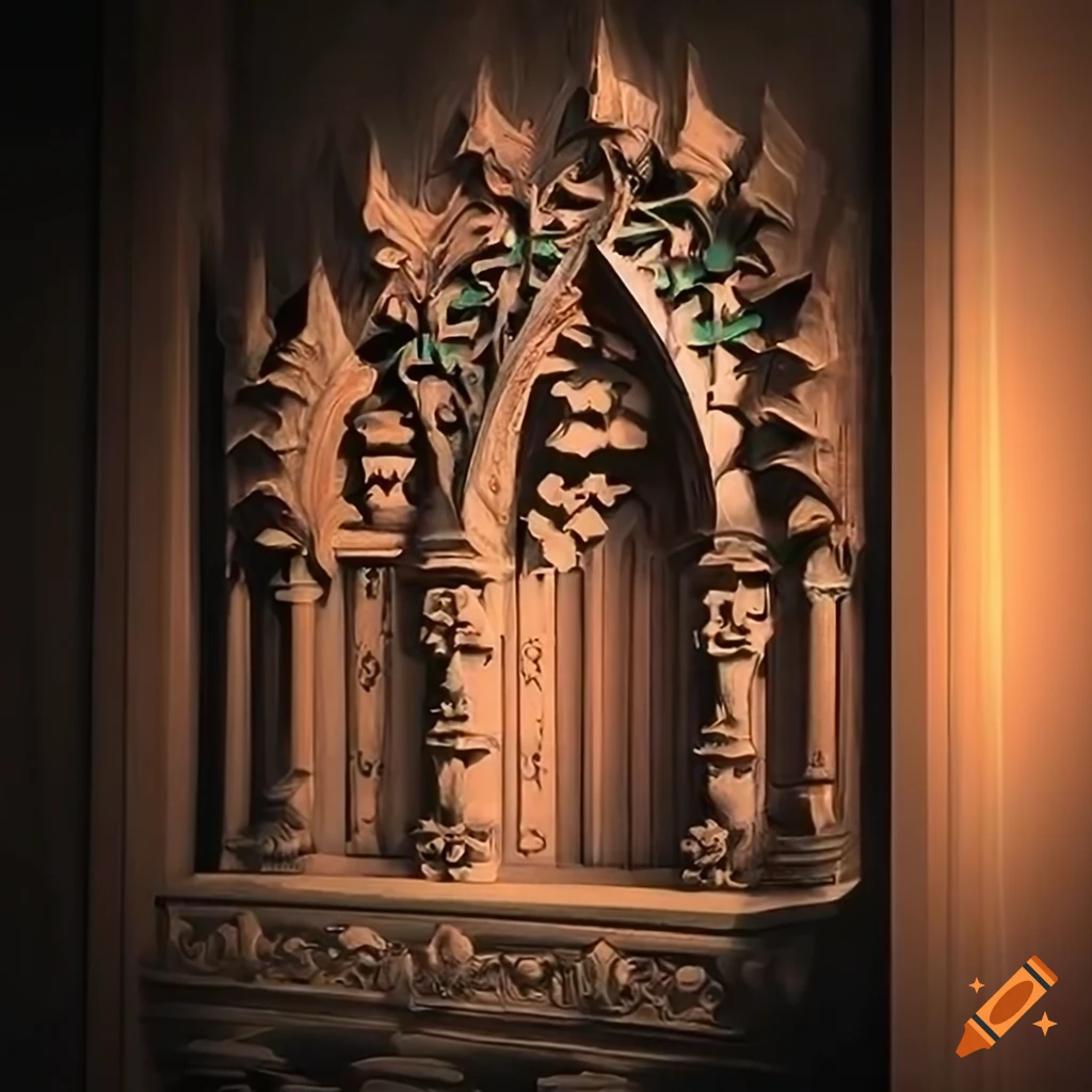 Detailed 'architectural stave carving' artwork inspired by zelda game ...