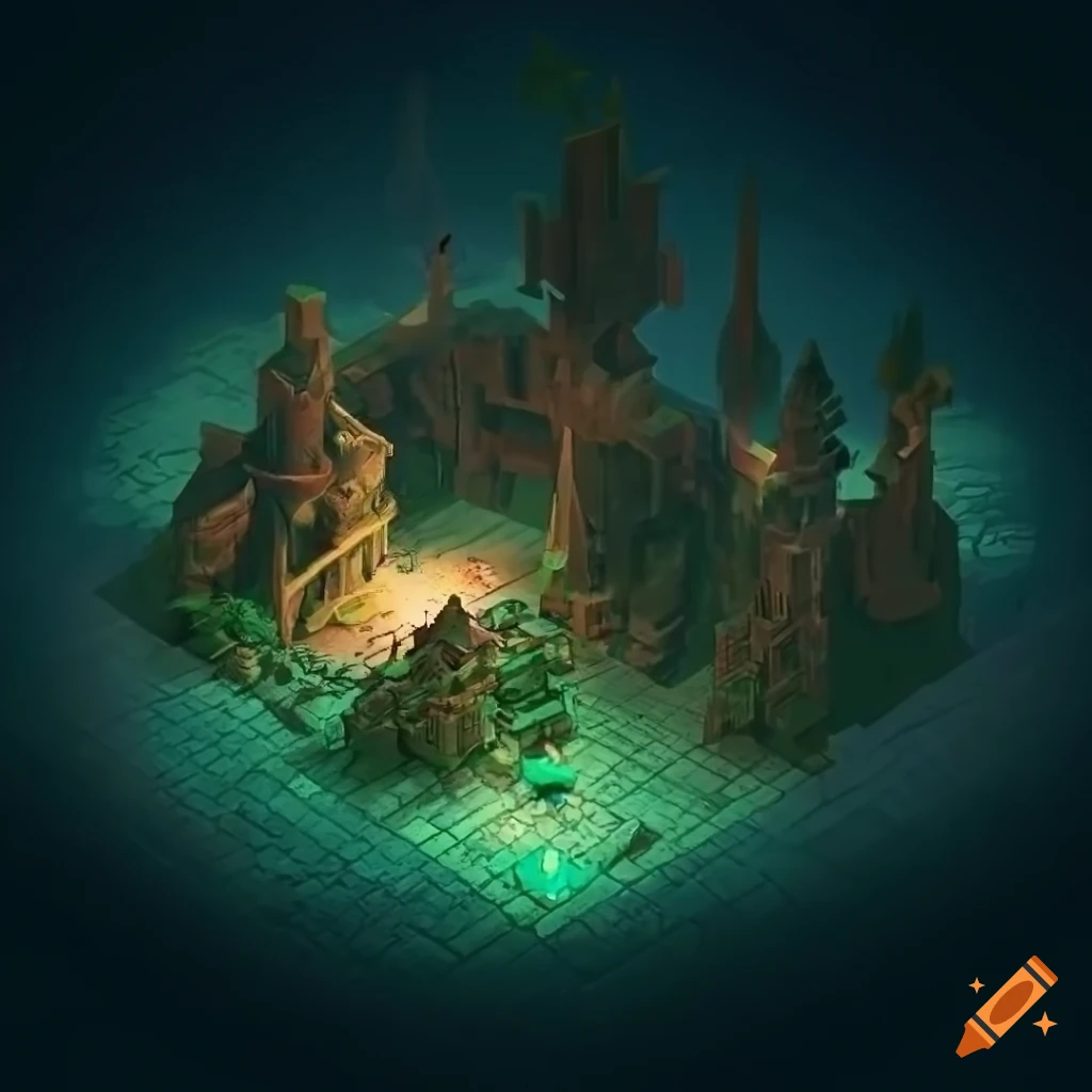 Intricate isometric concept art of outdoor terrain on Craiyon