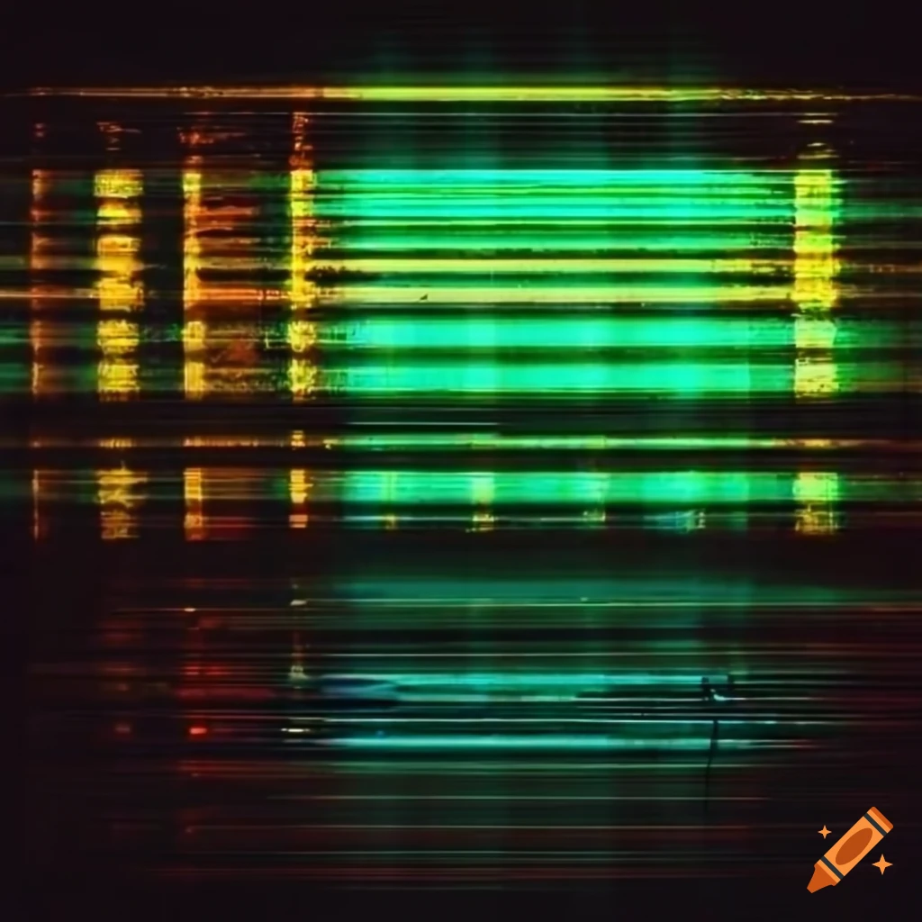 Double exposure of neon signs and glitchy grunge textures on Craiyon