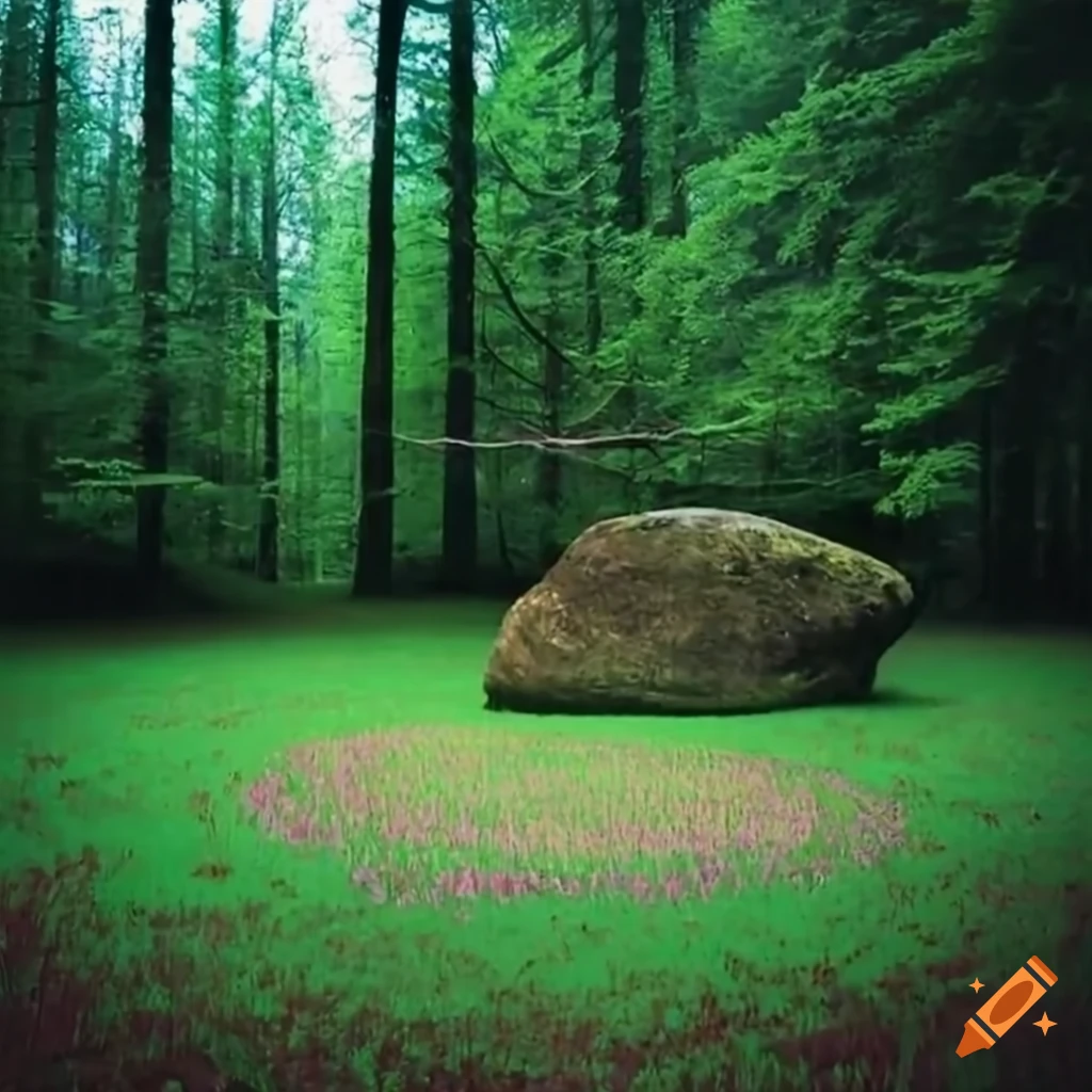Round training field surrounded by woods and flowers
