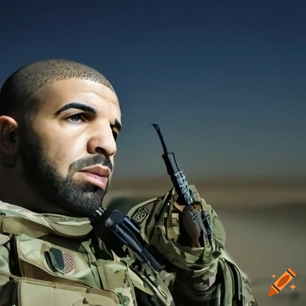 Drake on deployment in the Iraq desert on Craiyon