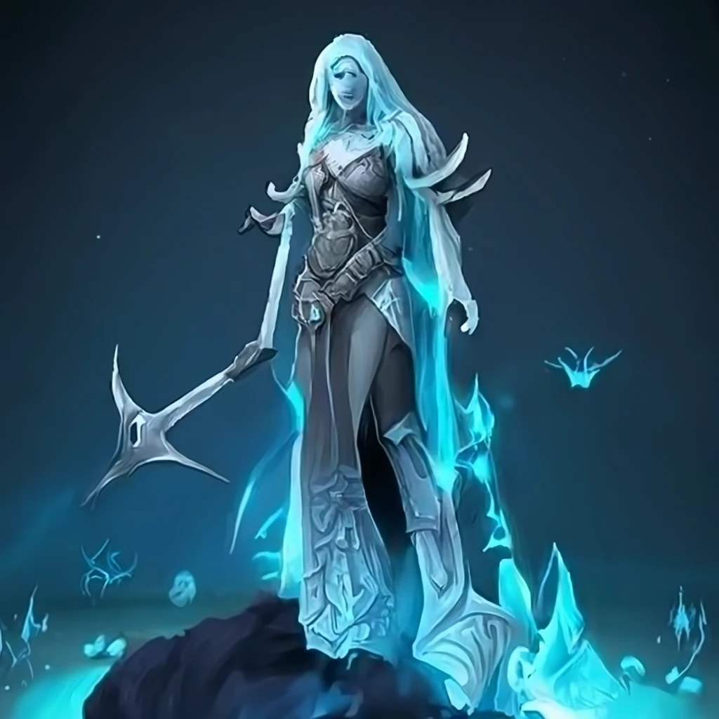Fantasy artwork of a female ice warlock on Craiyon