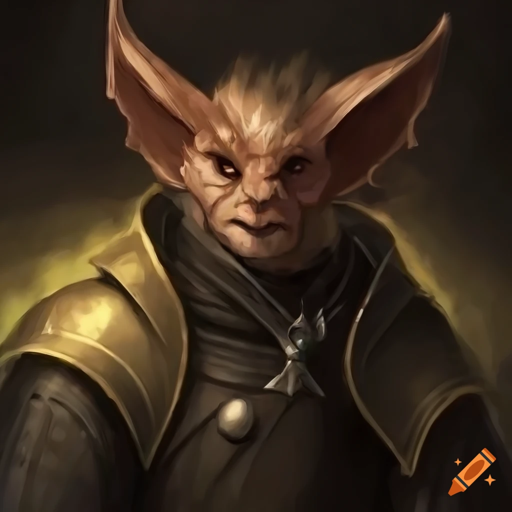 Portrait of a male anthropomorphic bat warrior on Craiyon