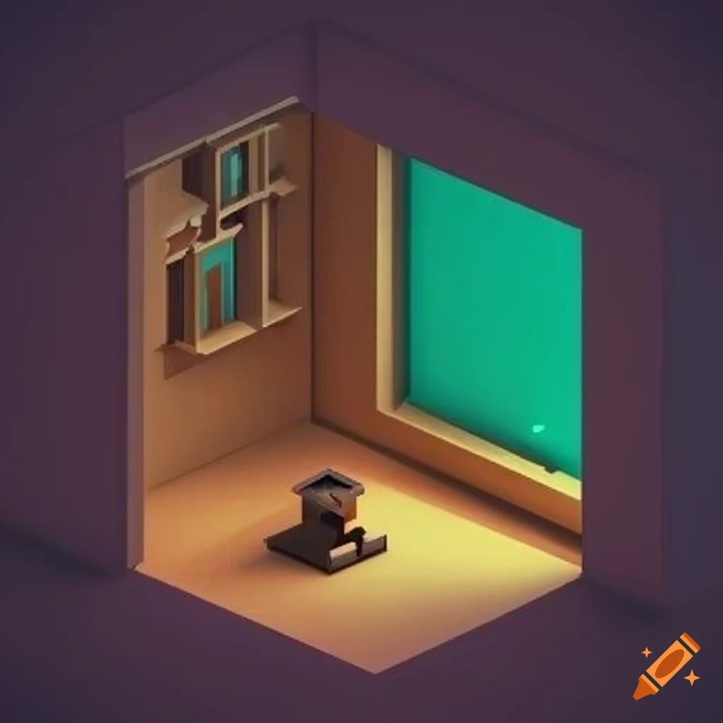 Blank 8-bit isometric room on Craiyon