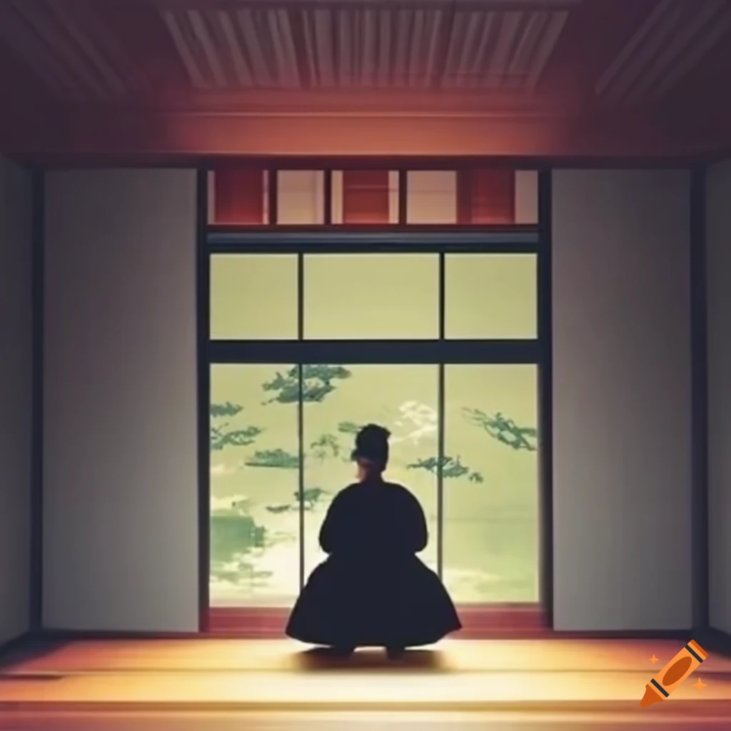 Serene scene of a traditional Japanese dojo on Craiyon