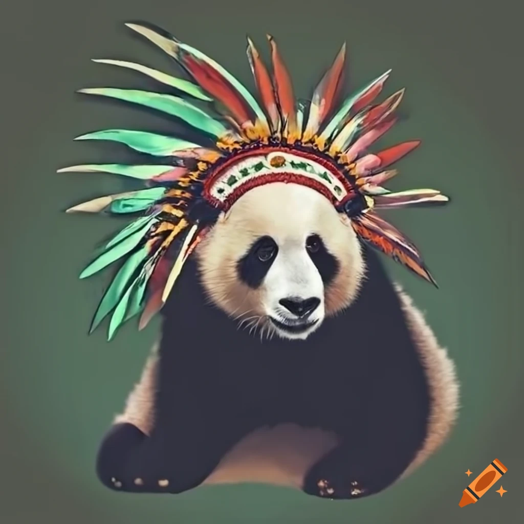 Rainbow colored panda bear in a magic the gathering trading card style ...