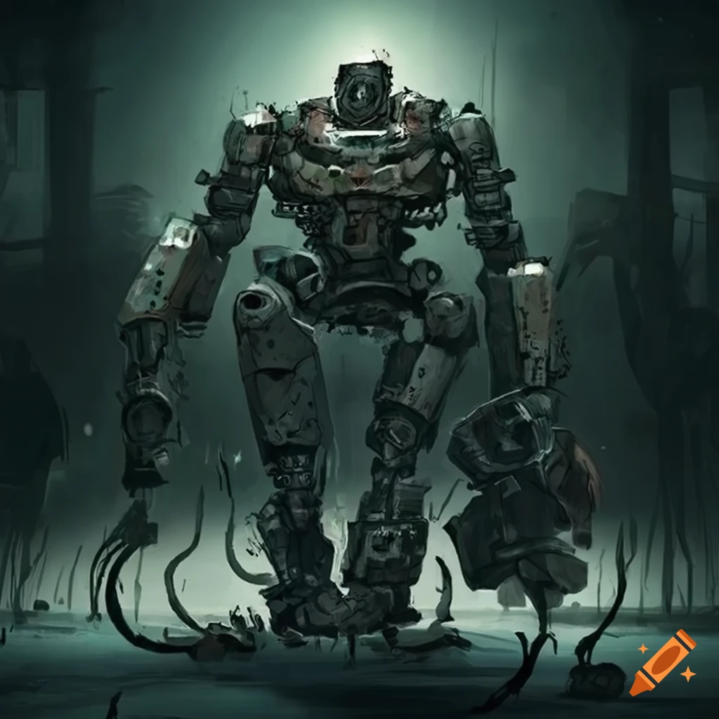 Concept art of a robotic wasteland