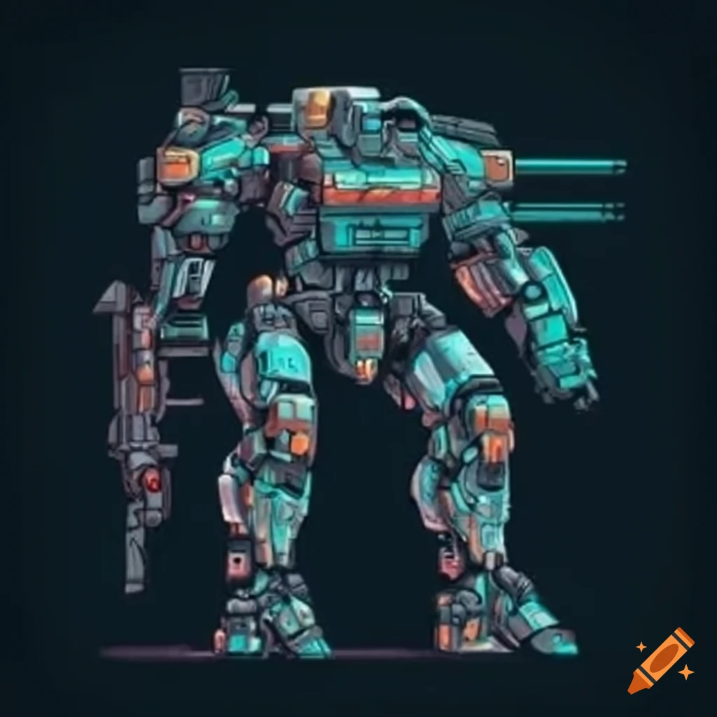 Detailed blueprint of a light mech with scifi construction and ...