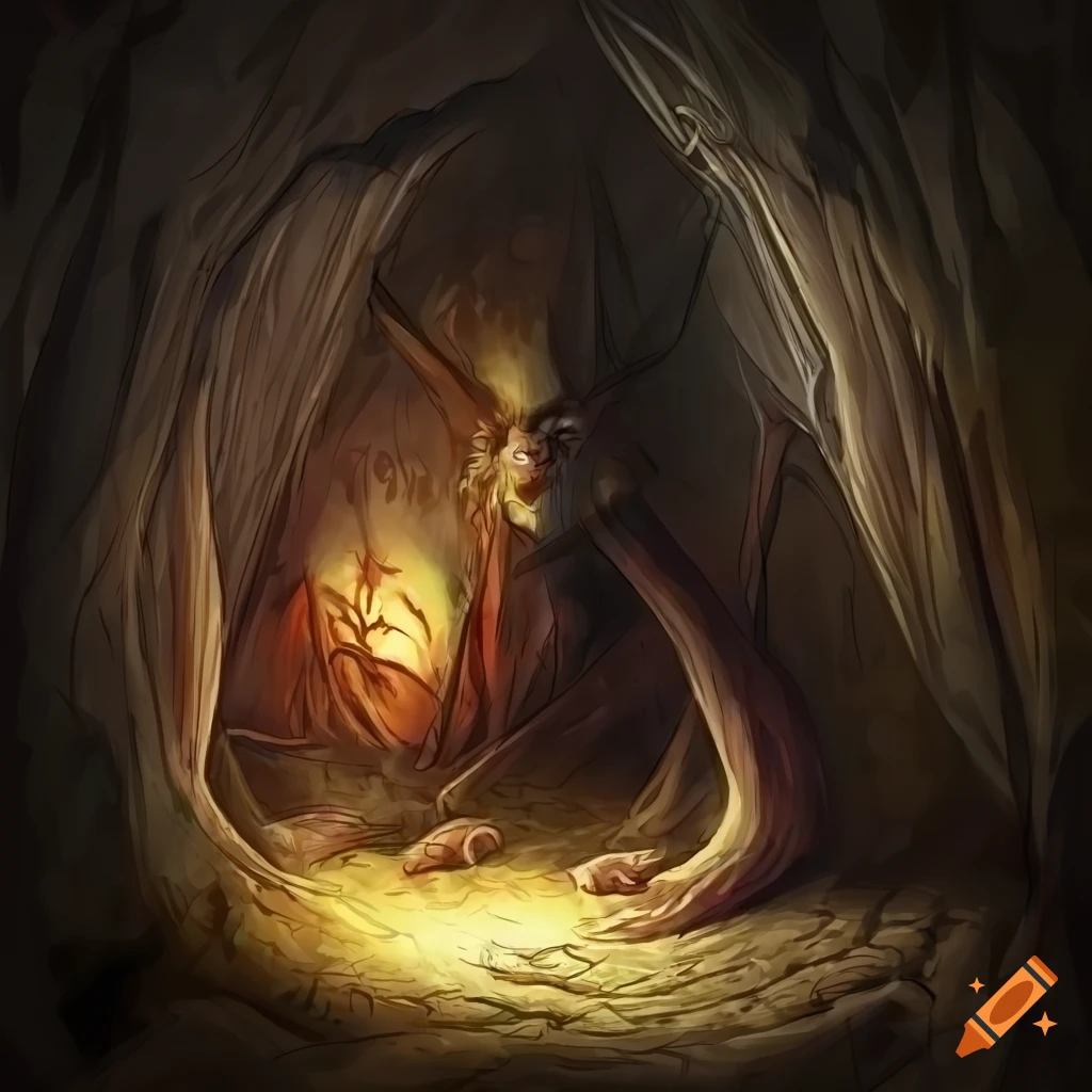 Sleeping bat in a cave on Craiyon