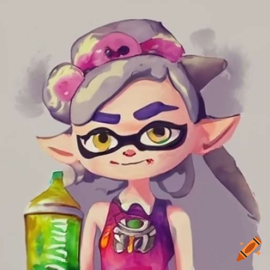 Marie from splatoon promoting a soda