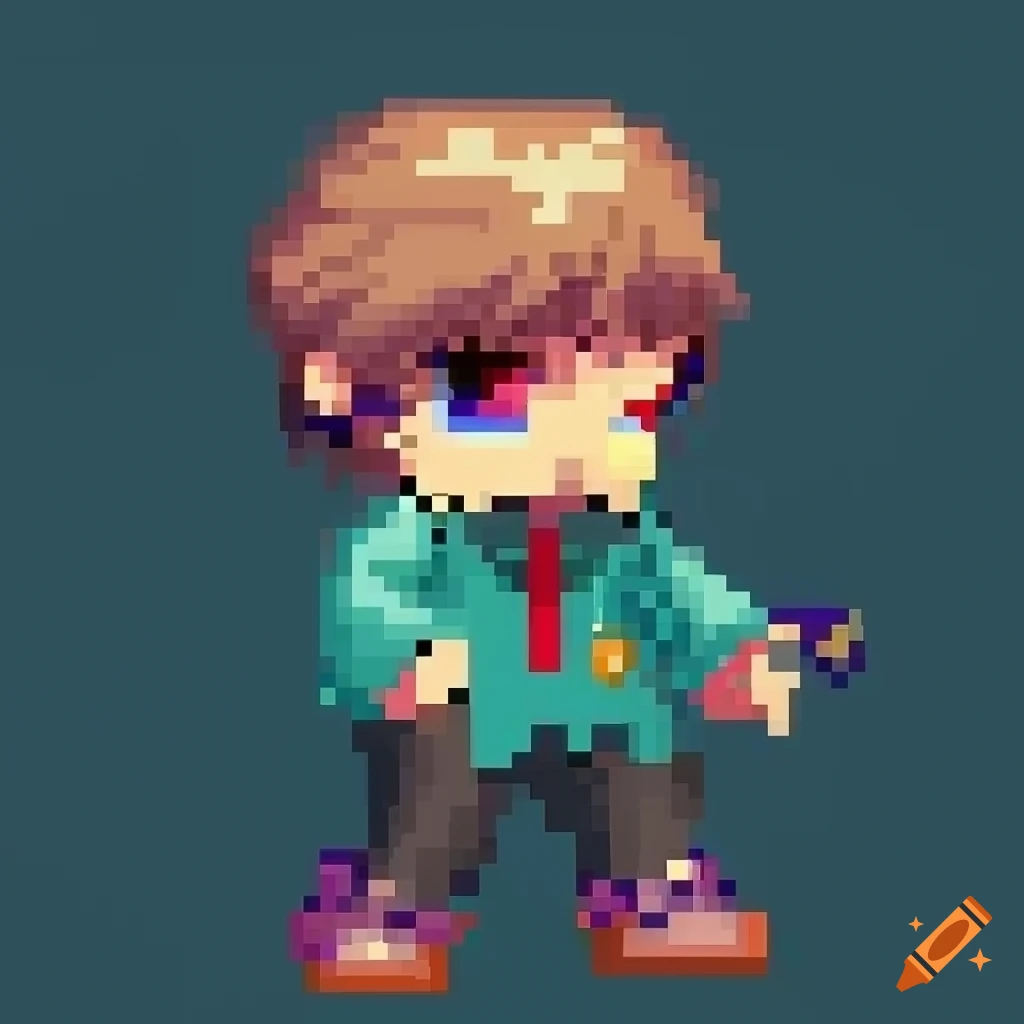 Pixel art of a boy on Craiyon