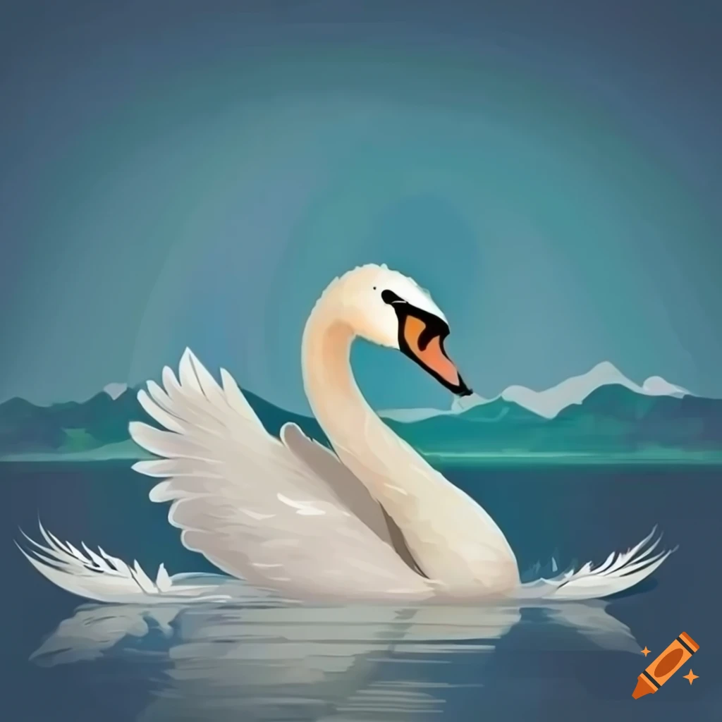 Creature with characteristics of a swan and a heron on Craiyon