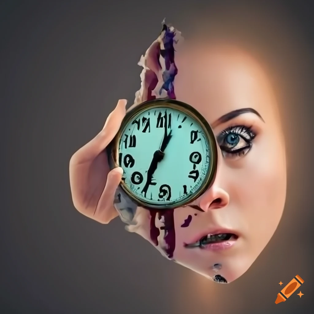 Artistic depiction of a person with a clock head on Craiyon