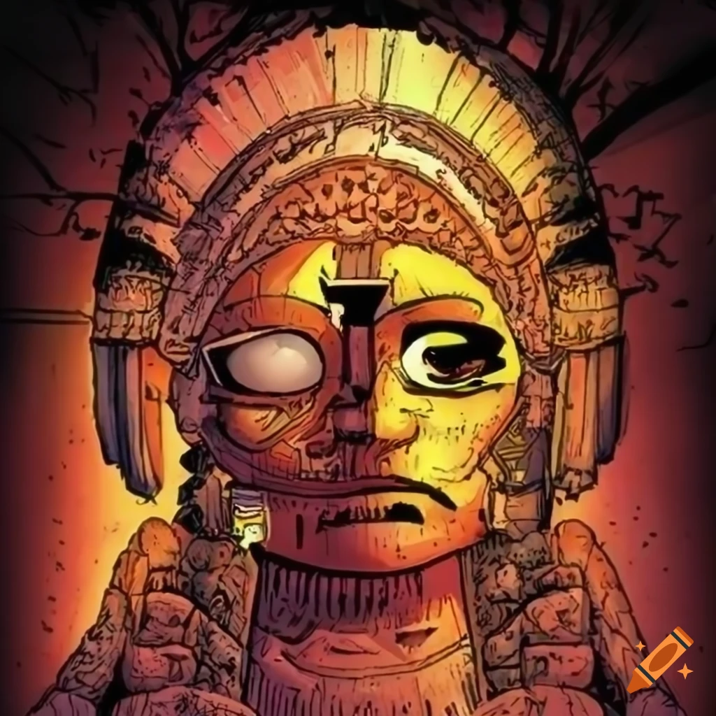 Comic-style mayan ruins on Craiyon