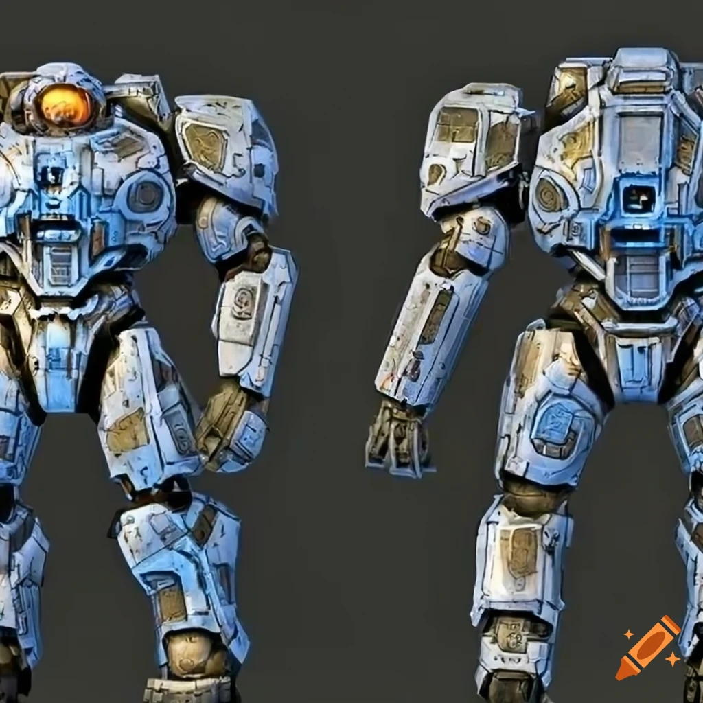 High resolution blueprint of a military exoarmor on Craiyon