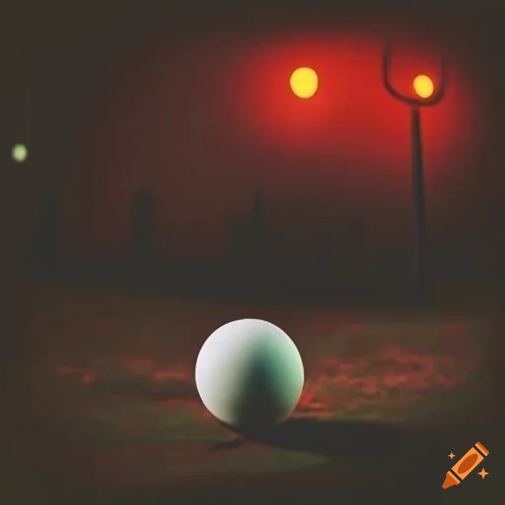 Cartoon mini golf ball at night on a horror-themed golf course on Craiyon