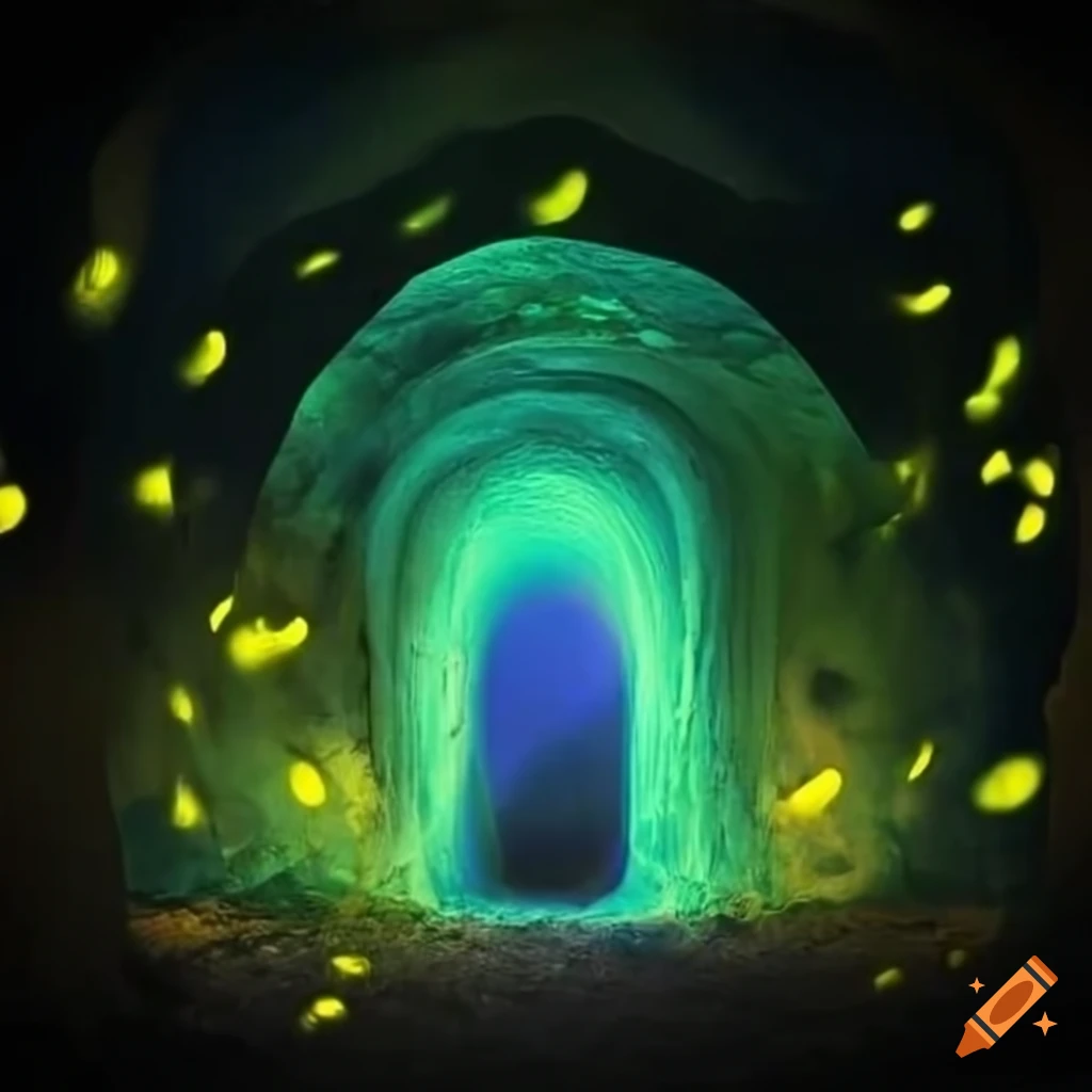 Image of a magical portal inside a cave on Craiyon