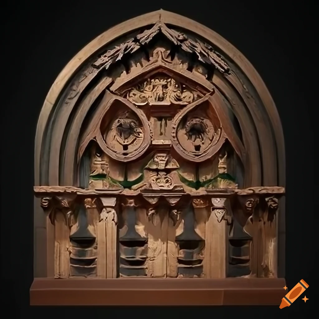 Detailed 'architectural stave carving' artwork inspired by zelda game
