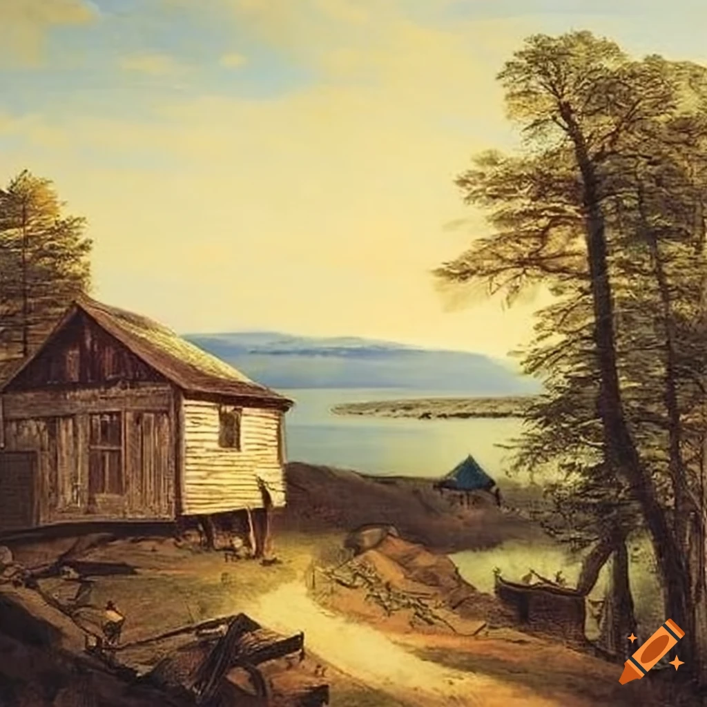 Illustration of early settlers in maine