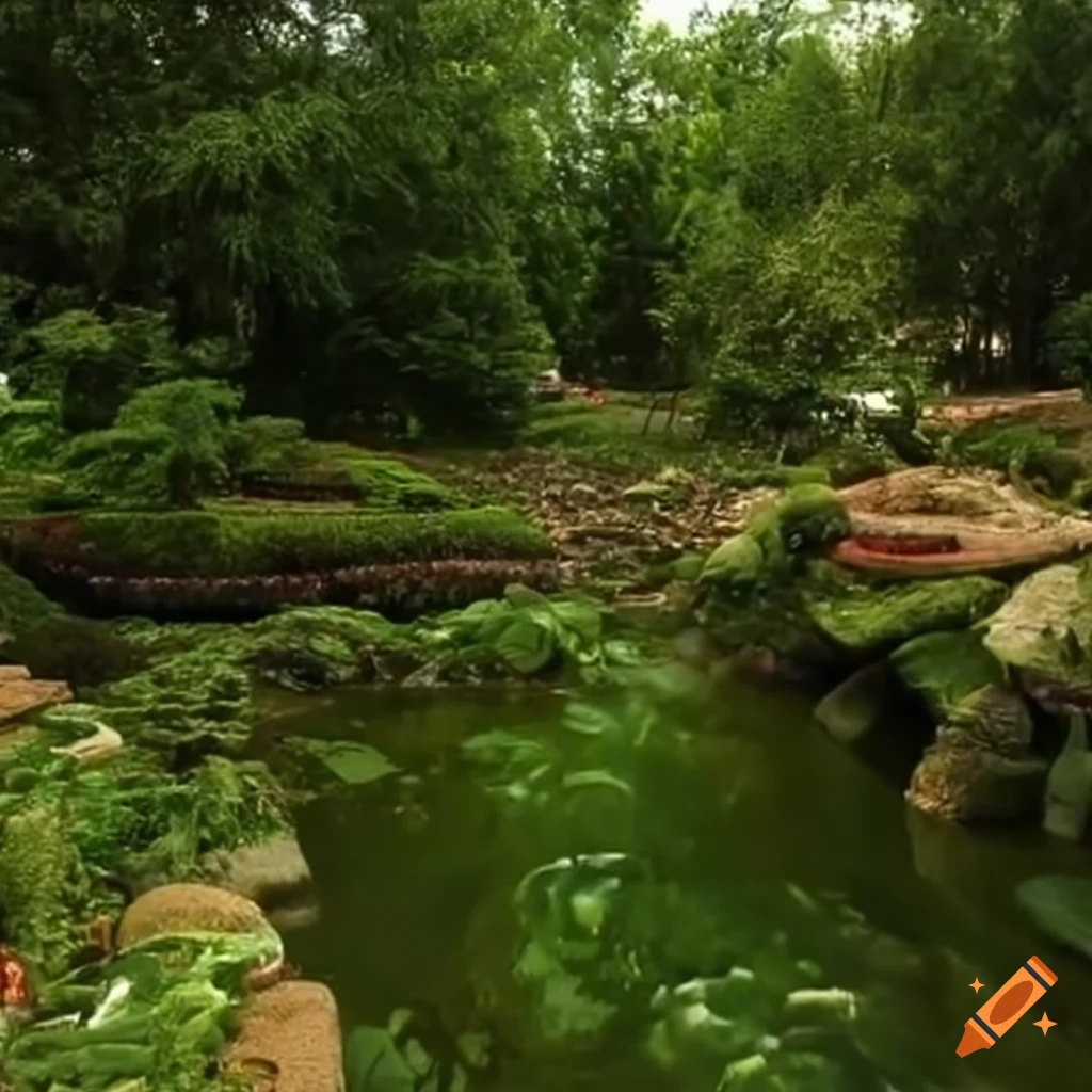 Beautiful garden in an alien world