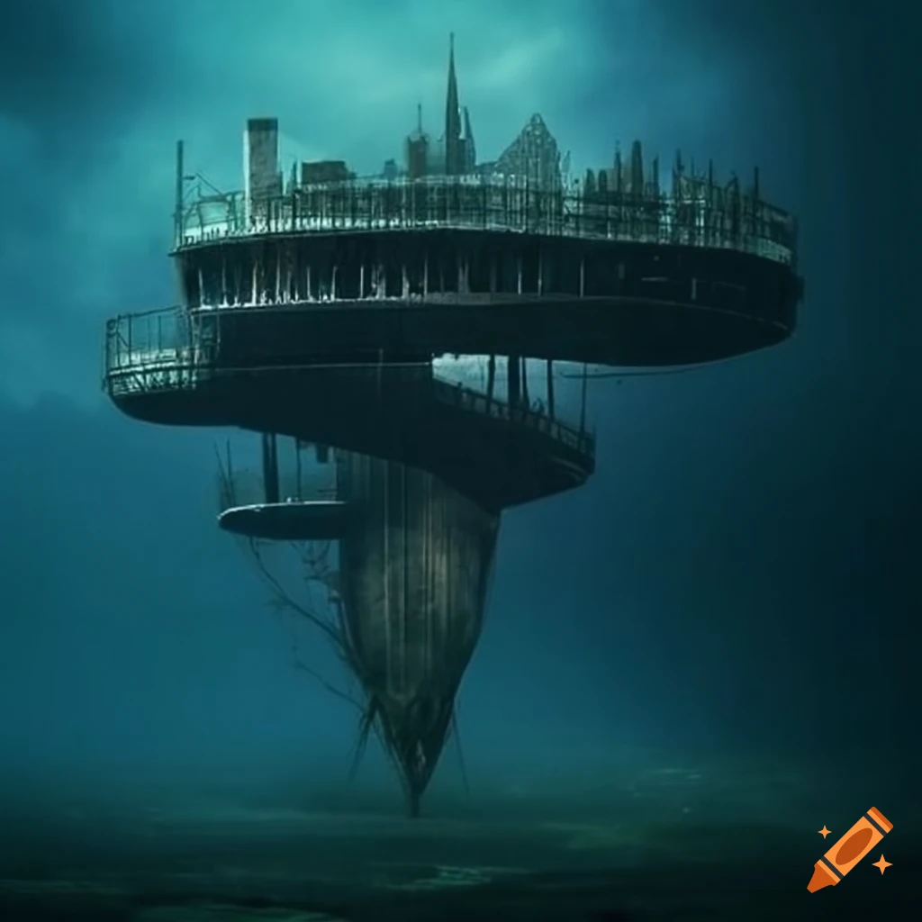 Image of a floating abandoned skyscraper on Craiyon
