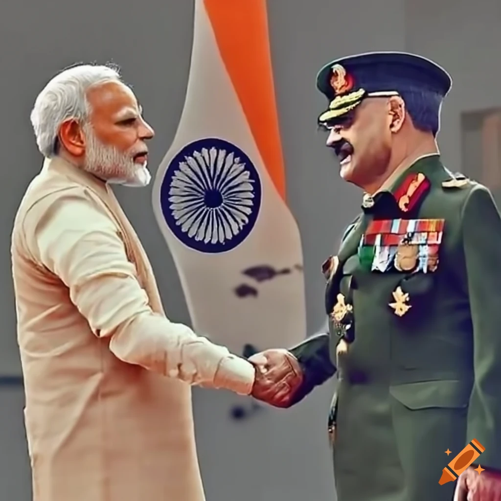 Narendra modi shaking hands with general asim munir