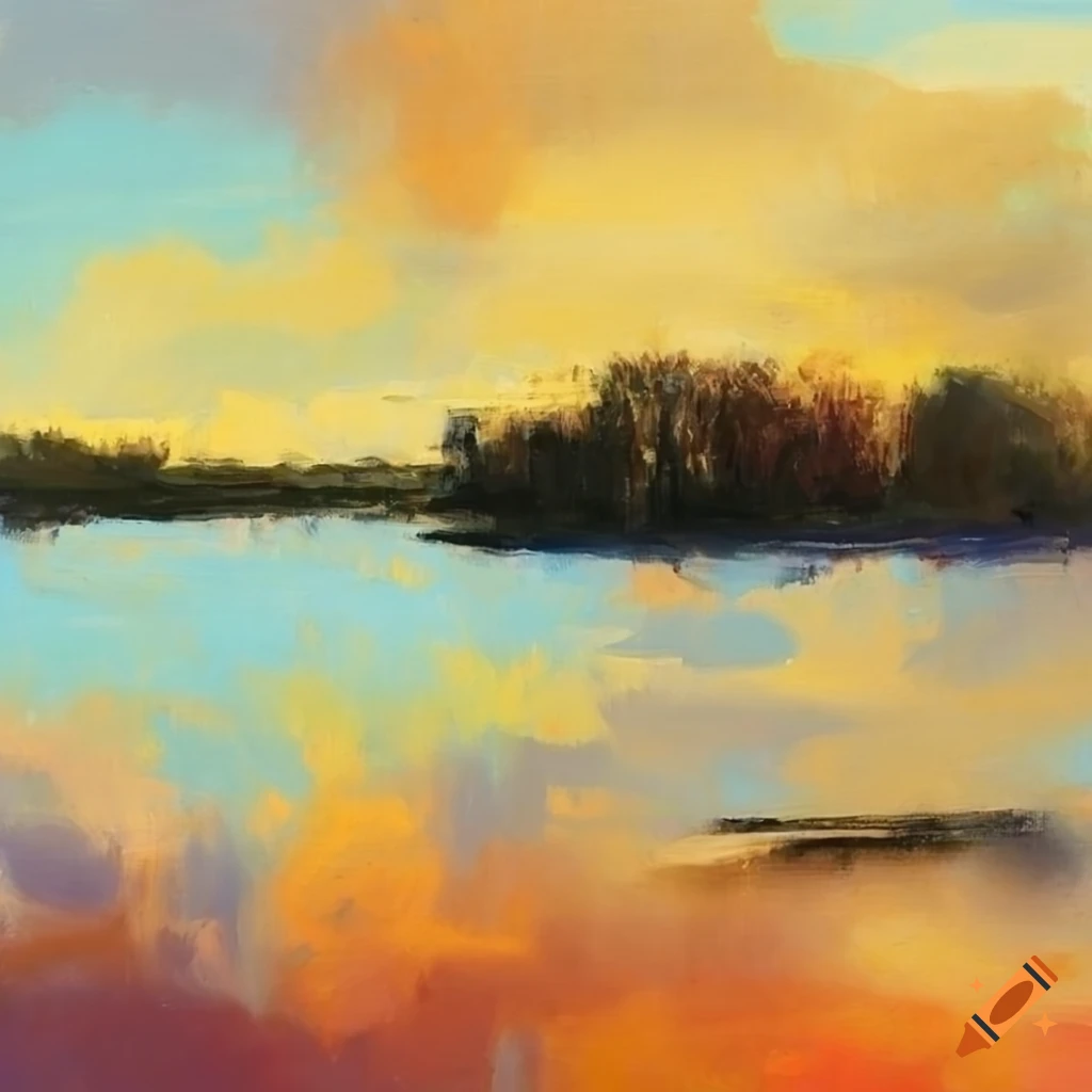 Impressionist painting of trees and river reflections on Craiyon