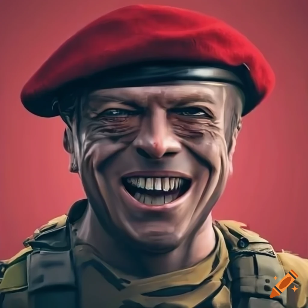 Smiling military officer with red beret on Craiyon