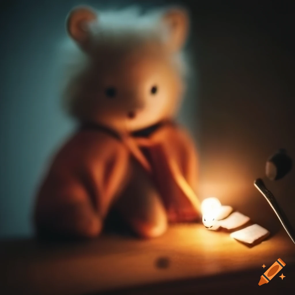 Needle felted diorama with a harp in a dream scene on Craiyon