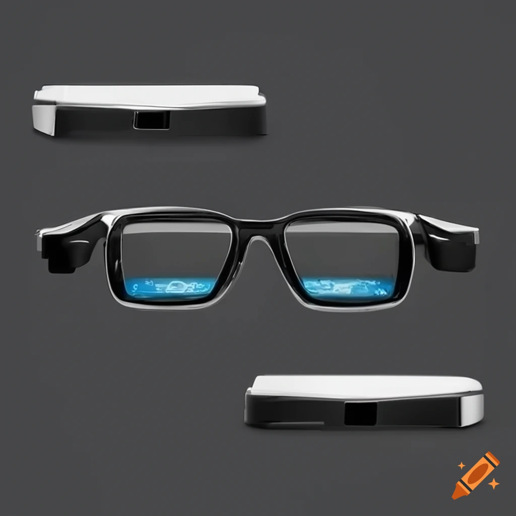 Realistic rendering of modern black smart glasses on Craiyon