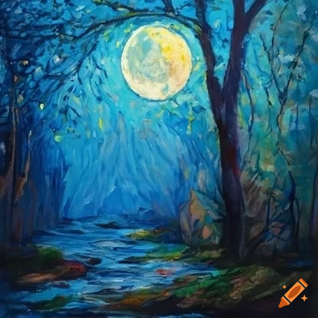 Impressionistic painting of nature with point strokes on Craiyon