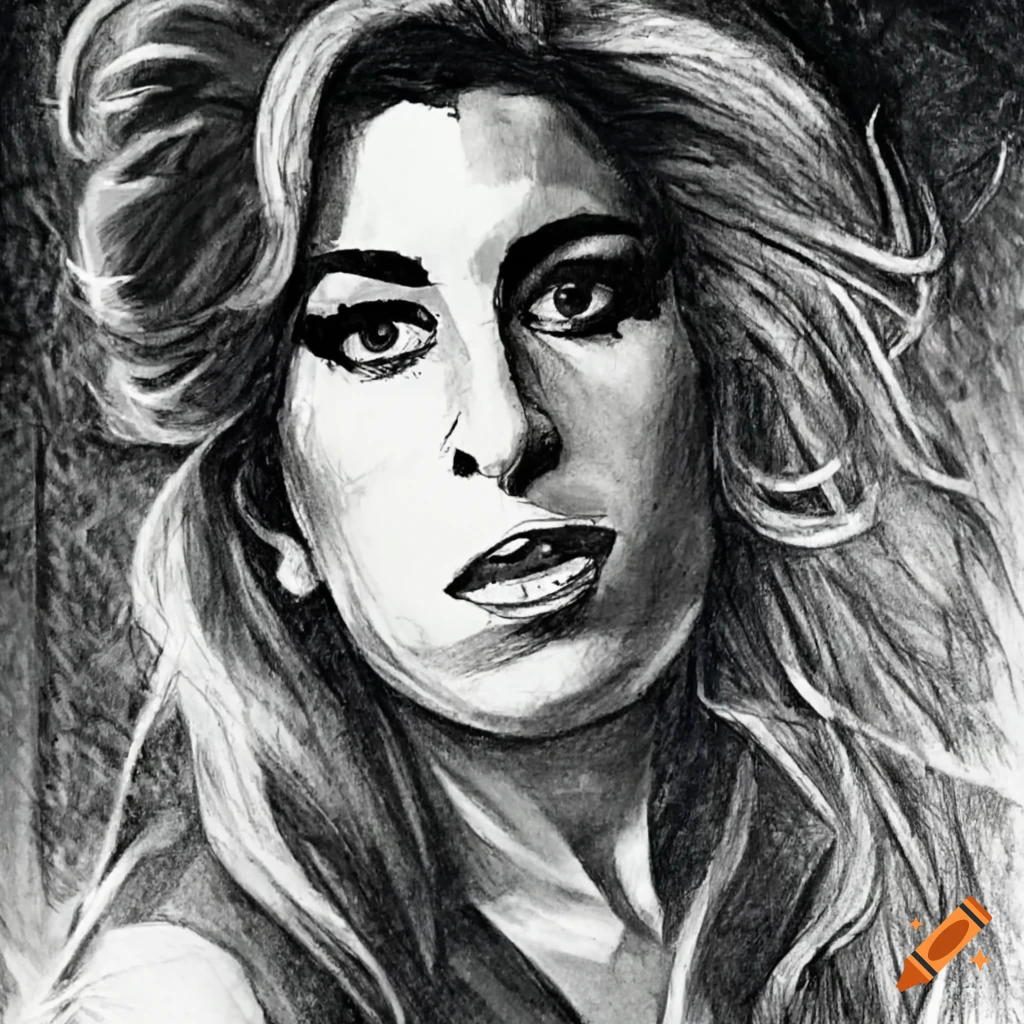 Realistic pencil drawing of amy winehouse on Craiyon