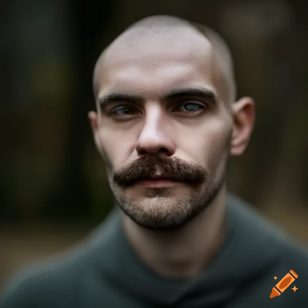 Profile picture of a 30-year-old bald man with a mustache on Craiyon