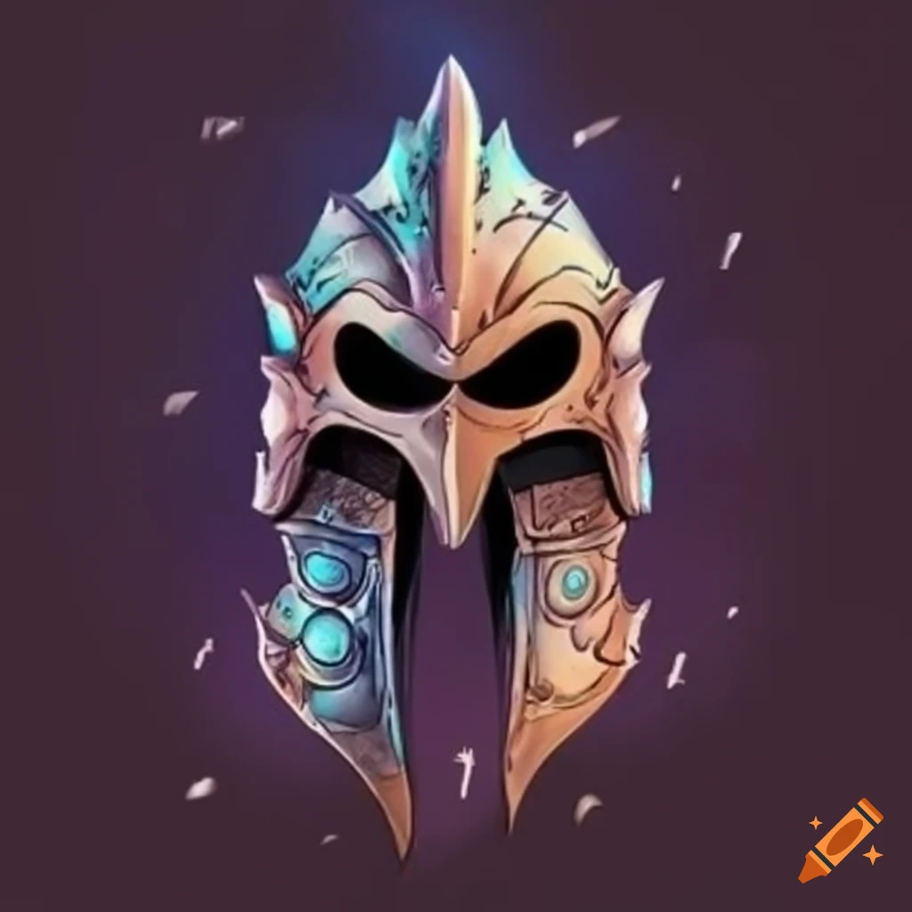 Hand drawn dragon knight helmet