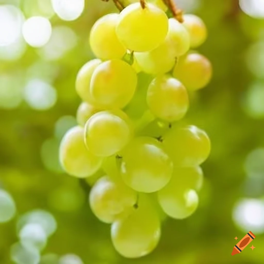 Close-up of fresh grapes on a white backdrop on Craiyon