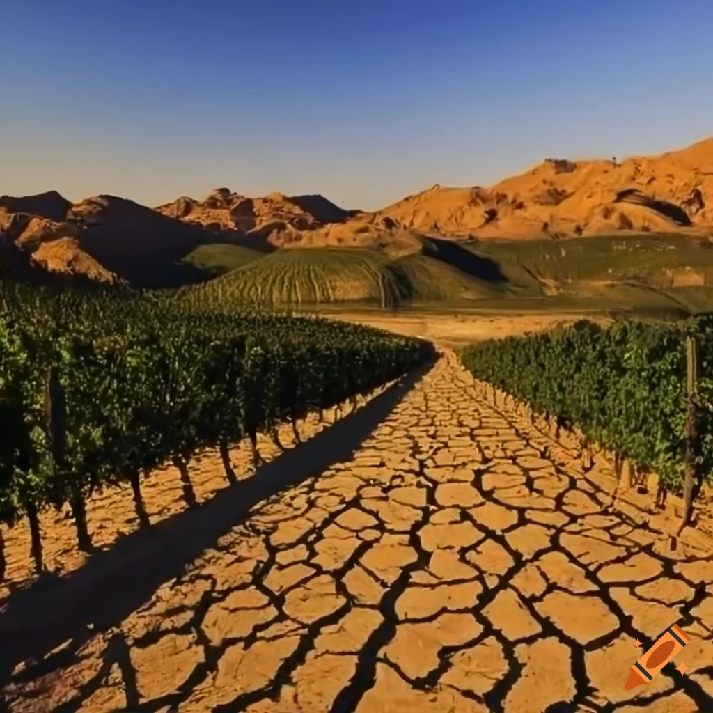 Vineyards thriving in a barren desert