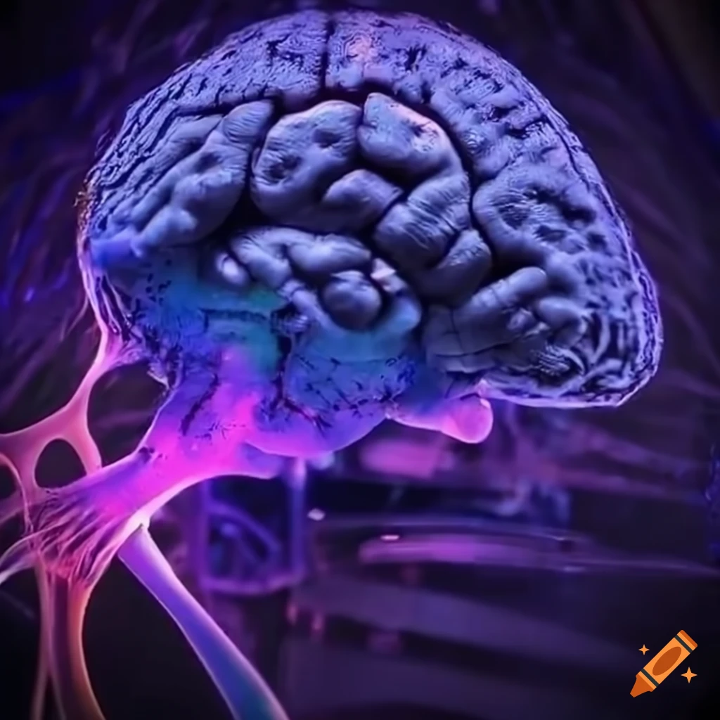 Cyberpunk brain representing ai on Craiyon