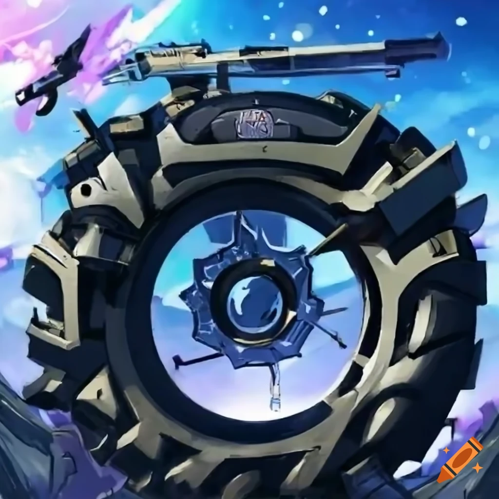 Fantasy anime art of a machine with guns